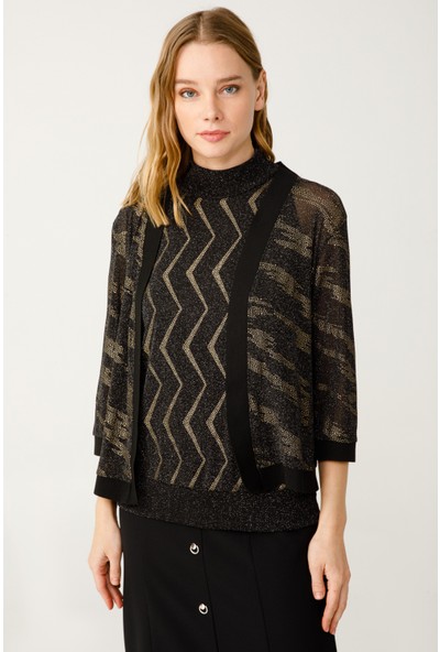 ON Desenli Tül Kısa Hırka