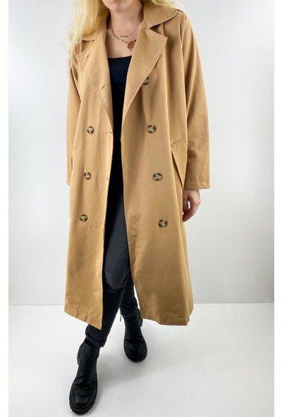 Modaonna Dökümlü Camel Tasarım Trençkot Modaonna Dökümlü Camel Tasarım Trençkot
