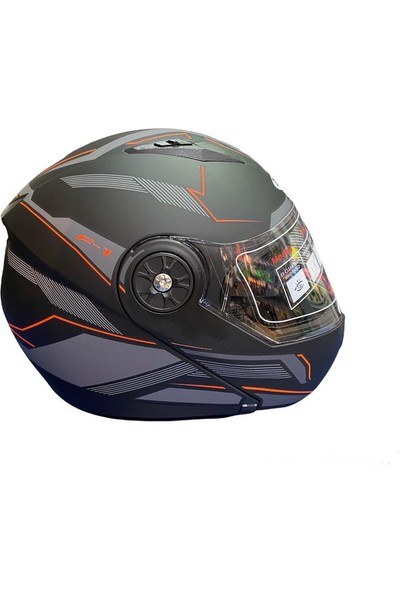 Iron Kask 115/4 Çene Açılır Siyah/turuncu Iron Kask 115/4 Çene Açılır Siyah/turuncu