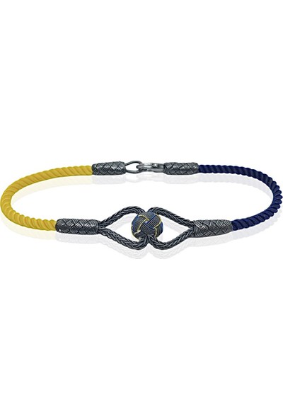 Müntakış Sarı Lacivert El Örmesi Kazaz Gümüş Bileklik Müntakış Sarı Lacivert El Örmesi Kazaz Gümüş Bileklik