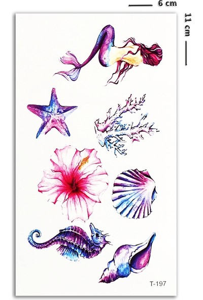 BP Tattoo Mermaid Mini Boy Renkli Denizkızı Geçici Dövme Tattoo BP Tattoo Mermaid Mini Boy Renkli Denizkızı Geçici Dövme Tattoo