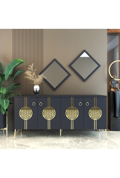 Fse Mobilya Elegant Antrasit Konsol (Metal Ayaklı)