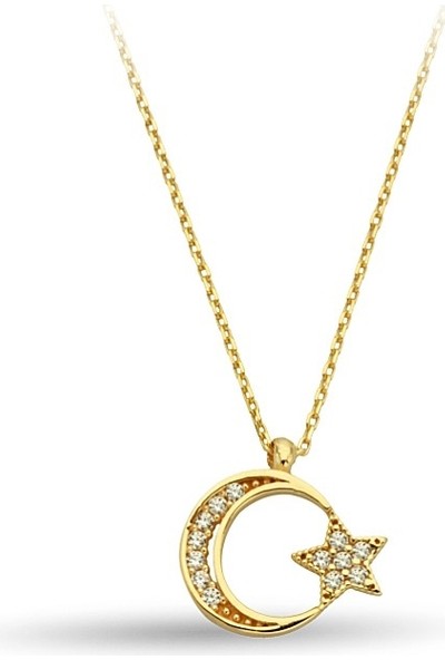 ÇGK KUYUMCULUK Ay Yıldız Taşlı Altın Kolye ZK049