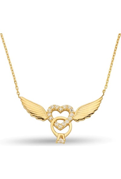 ÇGK KUYUMCULUK Kanatlı Tektaş Altın Kolye ZK015