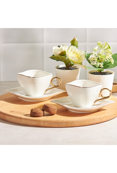 Emsan Sonsuz Aşk 2 Kişilik Kahve Fincan Takımı Beyaz Gold 100 ml Emsan Sonsuz Aşk 2 Kişilik Kahve Fincan Takımı Beyaz Gold 100 ml