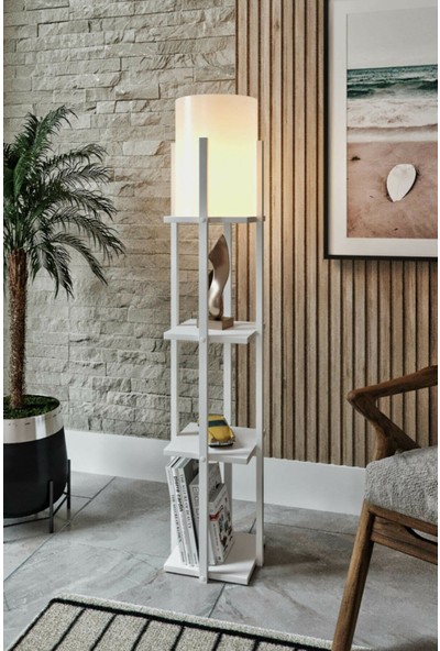 Else Halı Else Beyaz Dekoratif Modern Ahşap Mdf 3 Raflı Çerçeveli Lambader Else Halı Else Beyaz Dekoratif Modern Ahşap Mdf 3 Raflı Çerçeveli Lambader