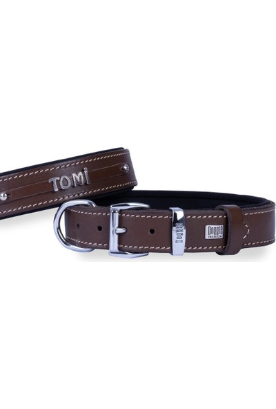Doggie Isimlikli Deri Boyun Tasması M 3X42-50CM Kahverengi Doggie Isimlikli Deri Boyun Tasması M 3X42-50CM Kahverengi