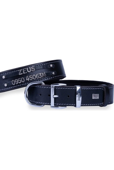 Doggie Isimlikli Deri Boyun Tasması L 3.5X52-60CM Siyah Doggie Isimlikli Deri Boyun Tasması L 3.5X52-60CM Siyah