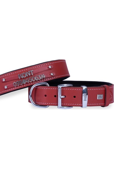 Doggie Isimlikli Deri Boyun Tasması S 4X47-55CM Kırmızı