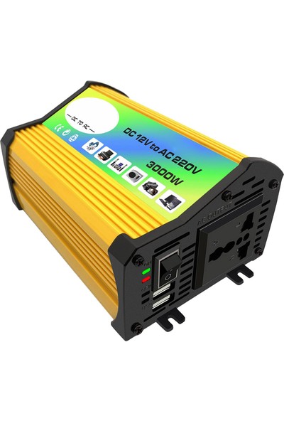 Flameer Çift USB ve 2 Pil Klip Güç Kaynağı ile 3000W Inverter Sarı 220 V B (Yurt Dışından) Flameer Çift USB ve 2 Pil Klip Güç Kaynağı ile 3000W Inverter Sarı 220 V B (Yurt Dışından)