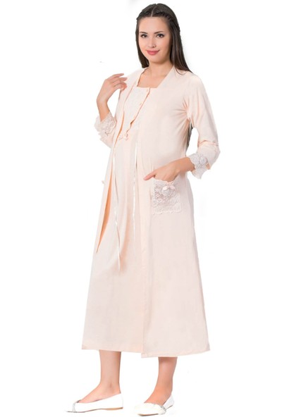 Hayal Somon Renk Lohusa Gecelik Takım Hayal Sepeti JNK-26204 Sabahlıklı 2 Li Hamile Geceliği Hayal Somon Renk Lohusa Gecelik Takım Hayal Sepeti JNK-26204 Sabahlıklı 2 Li Hamile Geceliği