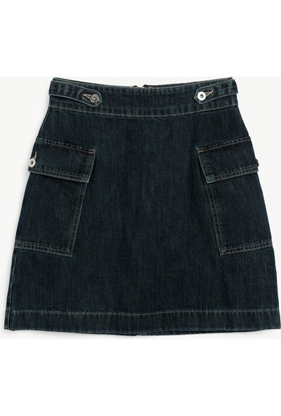 Yargıcı Kemer Detaylı Denim Etek