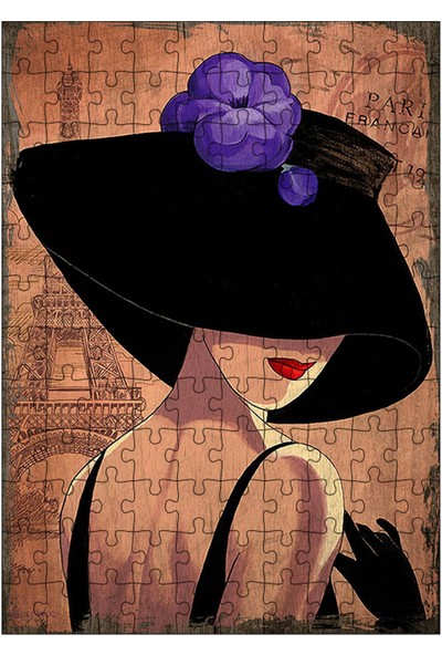 Tablomega Ahşap Puzzel Pariste Şapkalı Kadın 120 Parça 25*35 cm Tablomega Ahşap Puzzel Pariste Şapkalı Kadın 120 Parça 25*35 cm