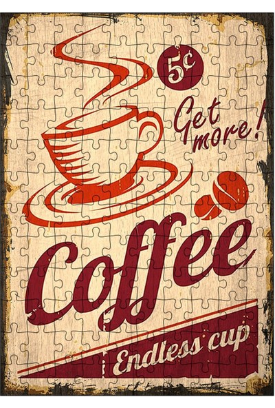 Tablomega Ahşap Puzzel Eski Kahve Satış Afiş Görseli 120 Parça 25*35 cm