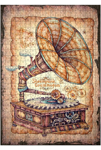 Tablomega Ahşap Puzzel Eski Steampunk Gramofonu Görseli 500 Parça 50*70 cm Tablomega Ahşap Puzzel Eski Steampunk Gramofonu Görseli 500 Parça 50*70 cm