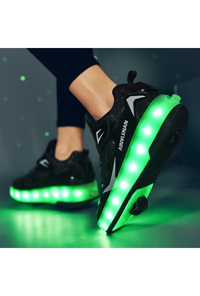 SITONG 4 Kasnak LED Renk Değişim Lamba Siyah Paten Erkek Ayakkabı Çocuk Ayakkabı USB Şarj (Yurt Dışından) SITONG 4 Kasnak LED Renk Değişim Lamba Siyah Paten Erkek Ayakkabı Çocuk Ayakkabı USB Şarj (Yurt Dışından)
