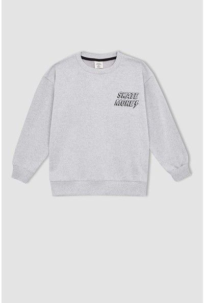 DeFacto Erkek Çocuk Oversize Fit Bisiklet Yakalı Sırt Baskılı SWEATSHIRT X3852A622SP