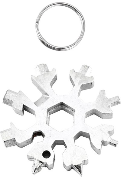 18 1 Paslanmaz Çelik Kar Tanesi Çok Aracı Anahtarlık El Aracı 111 Gümüş