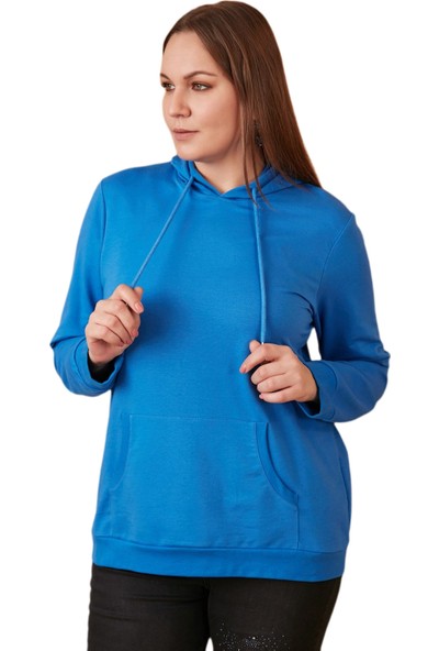 Günay Fierte Kadın Büyük Beden Sweatshirt RG4355 Sabit Kapüşon Uzun Kol Spor Kanguru Cep Vizon Camel Indigo Günay Fierte Kadın Büyük Beden Sweatshirt RG4355 Sabit Kapüşon Uzun Kol Spor Kanguru Cep Vizon Camel Indigo