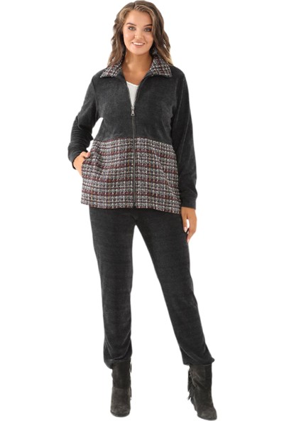 Günay Fierte Kadın Büyük Beden Mont LM37110 Fermuar Kapama