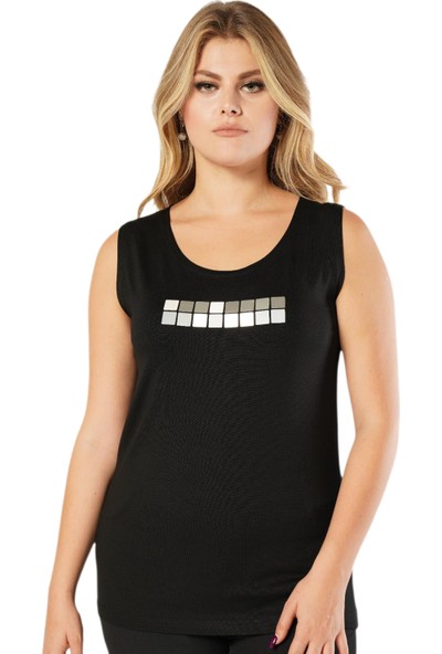 Günay Fierte Kadın Büyük Beden Atlet NLY210230118 Kalın Askılı Önde Taş Detay Günay Fierte Kadın Büyük Beden Atlet NLY210230118 Kalın Askılı Önde Taş Detay