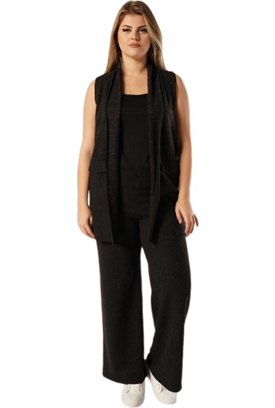 Günay Fierte Kadın Büyük Beden Yelek NLY220370010 Şal Yaka Yan Yırtmaç Uzun Triko Lacivert Gri Kahverengi Günay Fierte Kadın Büyük Beden Yelek NLY220370010 Şal Yaka Yan Yırtmaç Uzun Triko Lacivert Gri Kahverengi