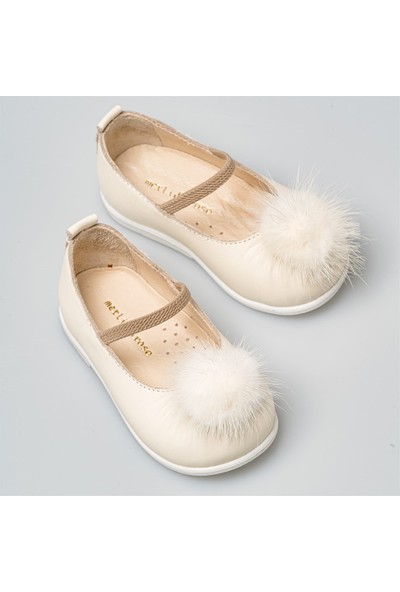 Merli&rose Ponponlu Babet Ayakkabı | Krem