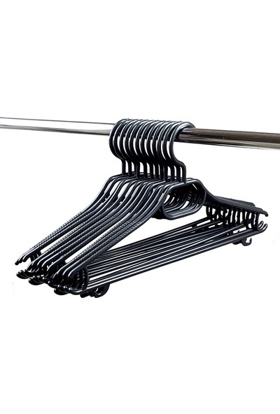 Binbirreyon Elbise Askısı Kırılmaz Geniş Askı 12 Adetli Set 38CM Siyah DE218