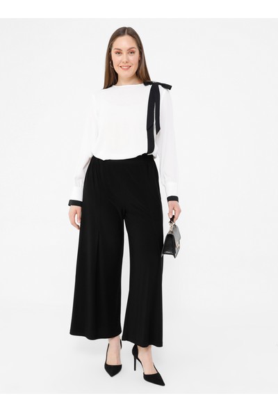 Alia Büyük Beden Beli Lastikli Pantolon - Siyah - Alia