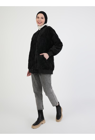 Loreen Çıtçıt Düğmeli Bomber Mont - Siyah - Loreen