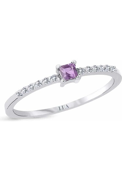 Lea Pırlanta Pırlantalı Prenses Ametist Yüzük
