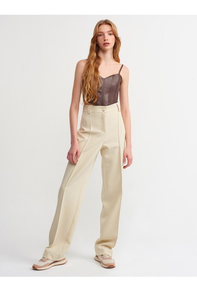 Dilvin 4888 Uzun Pantolon-Ekru