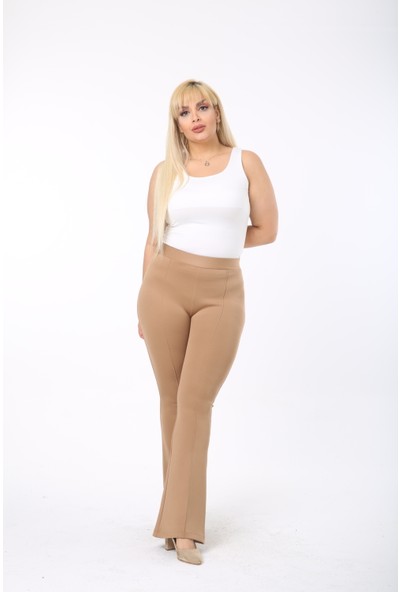Büyük Bedenim Ispanyol Paça Pantolon Ütü Dikişli