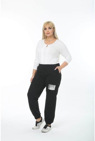 Büyük Bedenim Pul Payet Detaylı Eşofman Altı