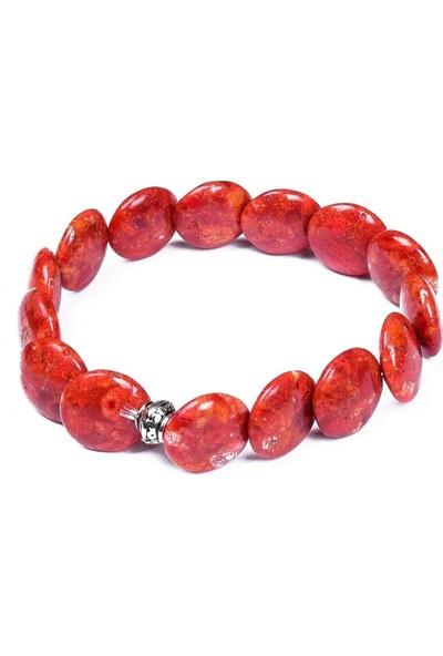 Keys Shop Unisex Kırmızı Mercan Taşı Enerji Bilekliği