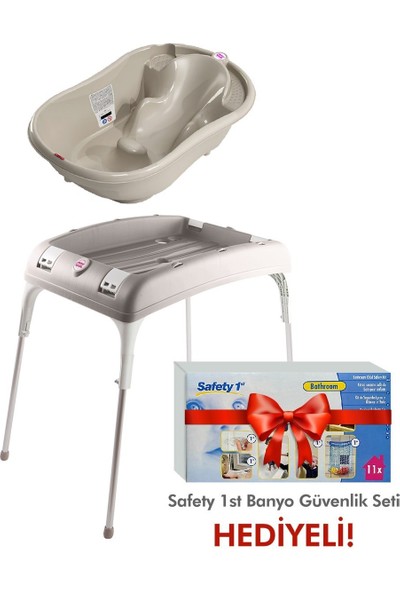 Okbaby Onda Banyo Küveti & Küvet Taşıyıcı Gri / Banyo Güvenlik Seti