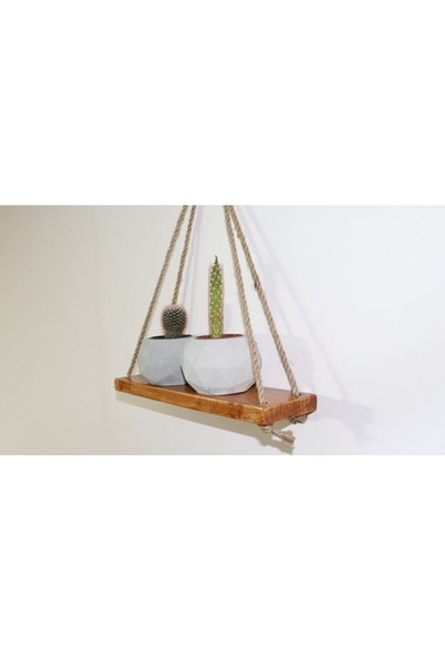 Anra Jüt Halatlı Ahşap Duvar Rafı (Teak) Anra Jüt Halatlı Ahşap Duvar Rafı (Teak)