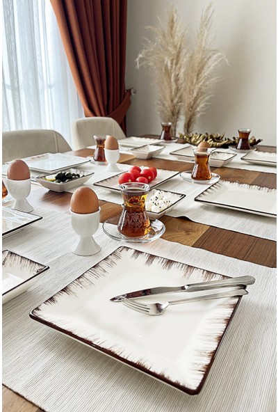 Şura Mutfak Kahvaltı Takımı 15 Parça 6 Kişilik Kahverengi El Dekoru Şura Mutfak Kahvaltı Takımı 15 Parça 6 Kişilik Kahverengi El Dekoru