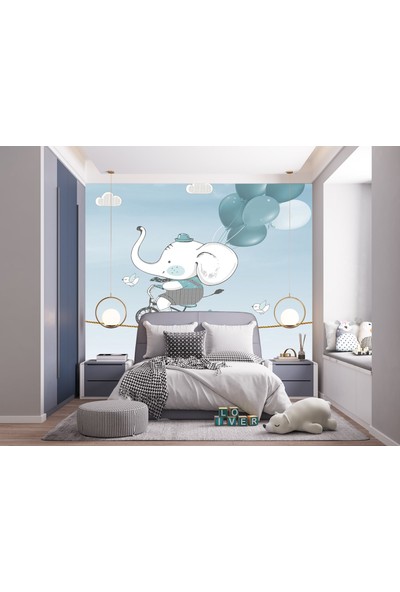 Adalı Dekor Çocuk Odası Duvar Kağıdı Fil Desenli Adalı Dekor Çocuk Odası Duvar Kağıdı Fil Desenli