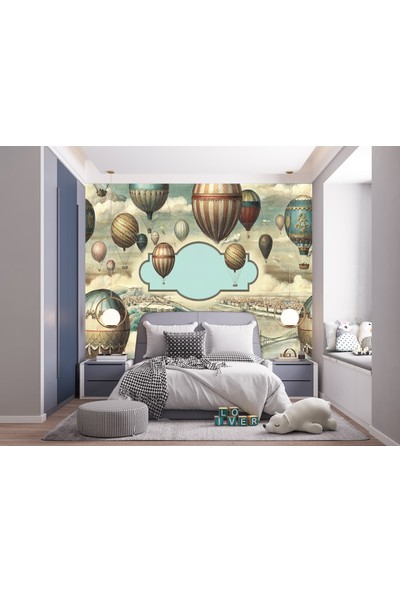 Adalı Dekor Çocuk Odası Duvar Kağıdı Balon Desenli Adalı Dekor Çocuk Odası Duvar Kağıdı Balon Desenli