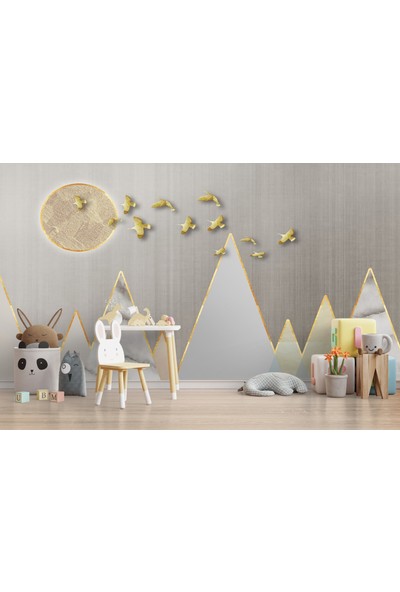 Adalı Dekor Çocuk Odası Duvar Kağıdı Ay ve Dağ Desenli Adalı Dekor Çocuk Odası Duvar Kağıdı Ay ve Dağ Desenli
