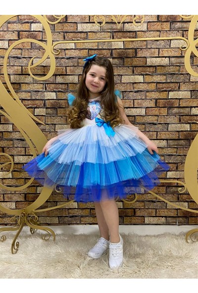 Buse & Eylül Bebe Elsa Pul Payet Tütü Etekli Kız Çocuk Parti Elbisesi