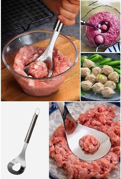 Qniay Paslanmaz Çelik Köfte ve Lokma Kaşığı Pratik Lokma Dökme Hamur Şekillendirici Kaşık