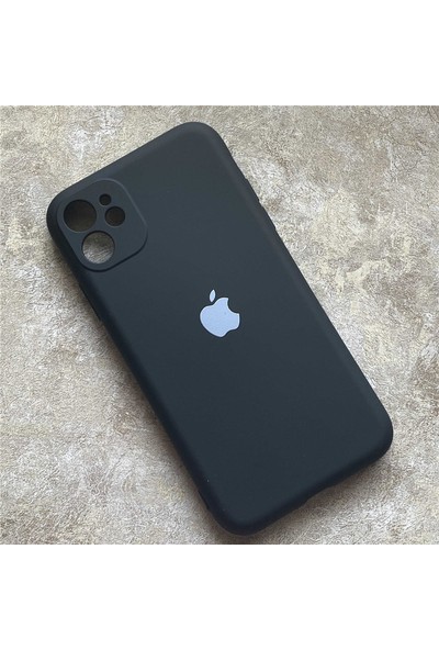 Gritty Apple iPhone 11 Uyumlu Kamera Korumalı Logolu Içi Kadife Lansman Silikon Kılıf