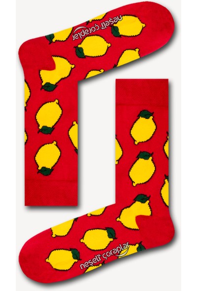 Kırmızı Limon Renkli Erkek Çorap