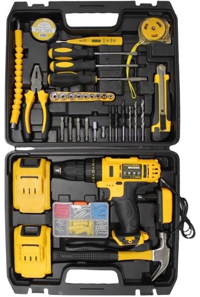 Dawreek 24 V Full Setli 37 Parça Çift Bataryalı Metal Şanzumanlı Şarjlı Matkap