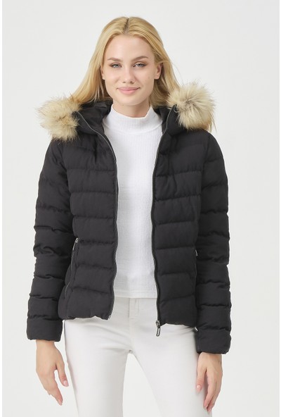 Pique Kadın Mont Kapüşonlu Kürklü Kadın Şime Mont Pique Kadın Mont Kapüşonlu Kürklü Kadın Şime Mont