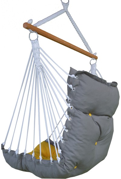 Altınoluk Hamak Püsküllü Sandalye Salıncak Yastıklı (Indigo & Kırmızı) Minderli