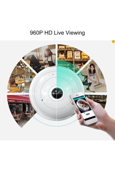 Wificam 1080P Ampul Kamera Gece Görüşlü Hareket Sensörlü 360 Derece Panoramik Wificam 1080P Ampul Kamera Gece Görüşlü Hareket Sensörlü 360 Derece Panoramik