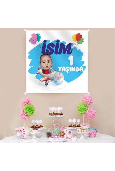 Özgüvenal Kişiye Özel Karikatür Doğum Günü Kumaş Afiş 150X150 cm